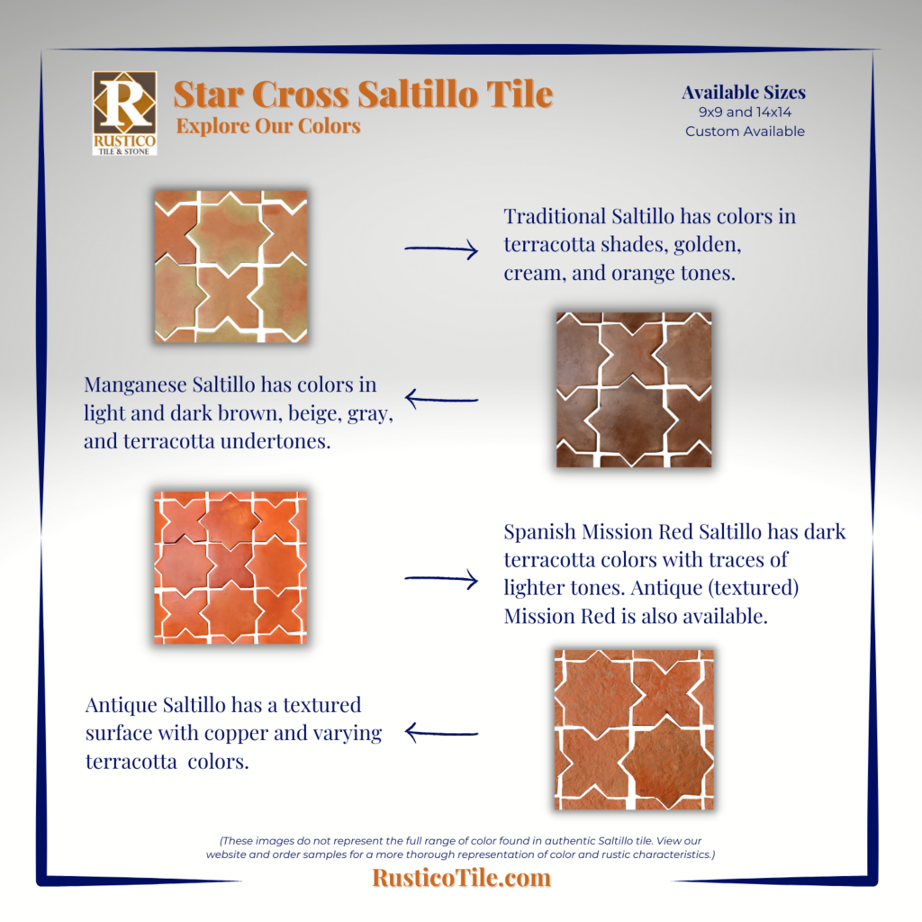 Star & Cross Tile Pattern | Spanish Tile Flooring | Rustico Ships Worldwide